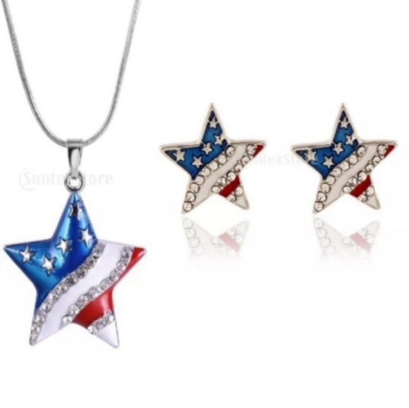 Jewelry | New With Tags Gorgeous Patriotic Star Shaped Jewelry Set ...